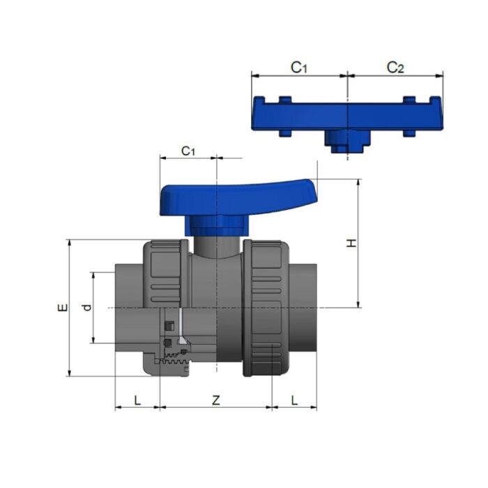 Effast - Van bi nhựa uPVC DN15-DN100