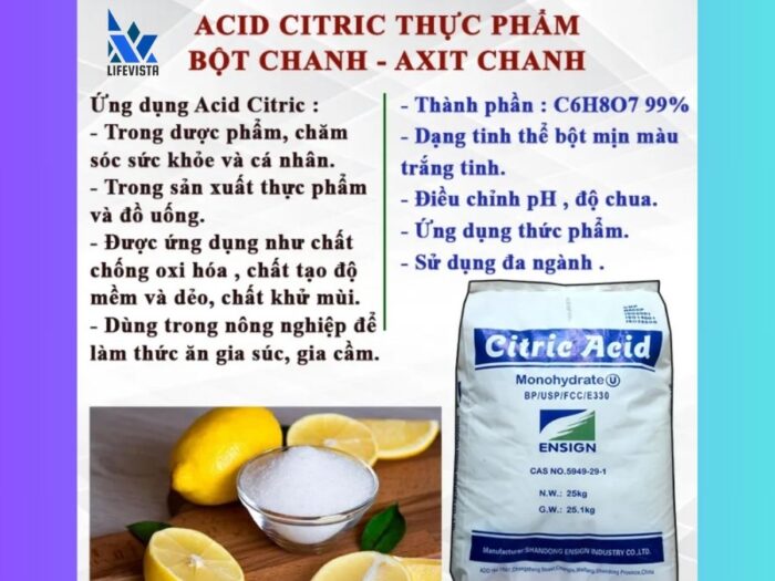 Bột chanh (Axit Chanh) Axit Citric tạo độ chua cho thực phẩm